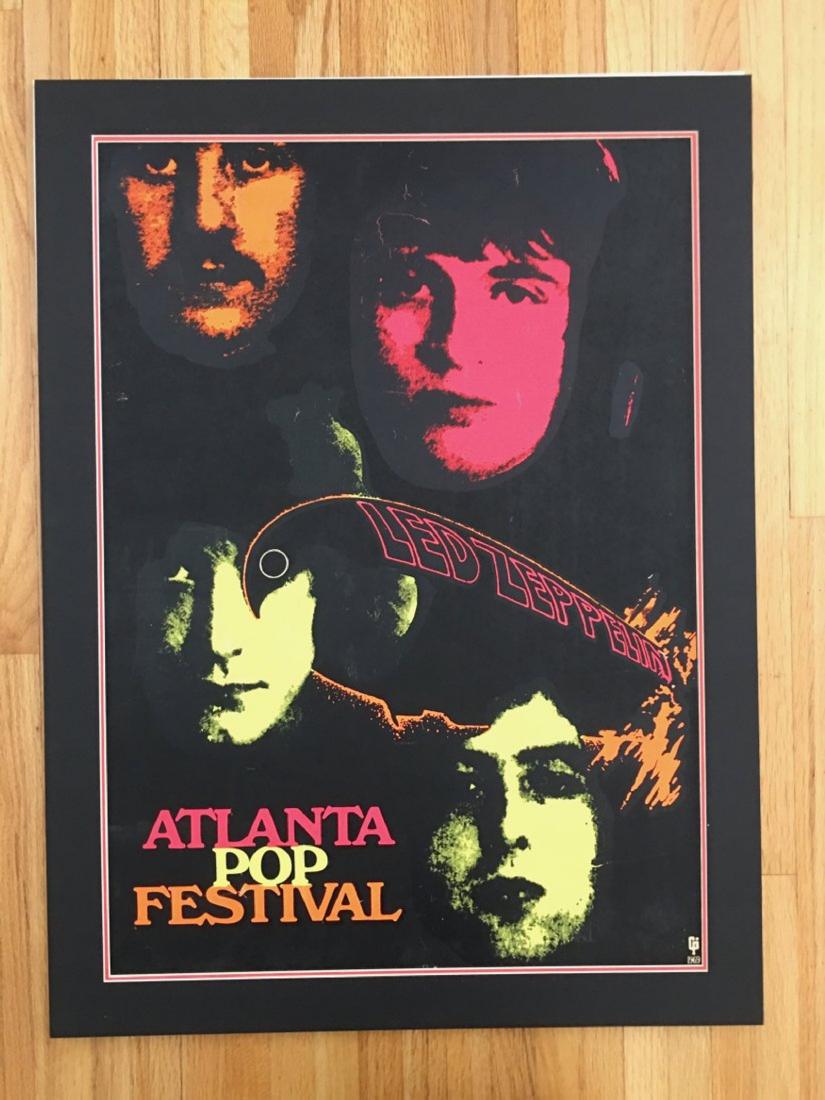 Super Duper Rare 1969 Led Zeppelin Atlanta Pop Poster
