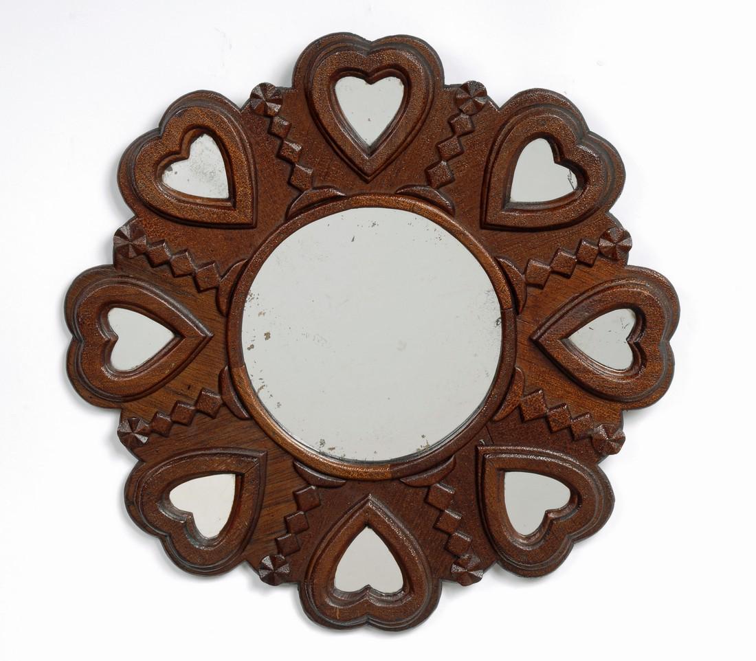 Tramp Art Frame with Heart Mirror Surrounds