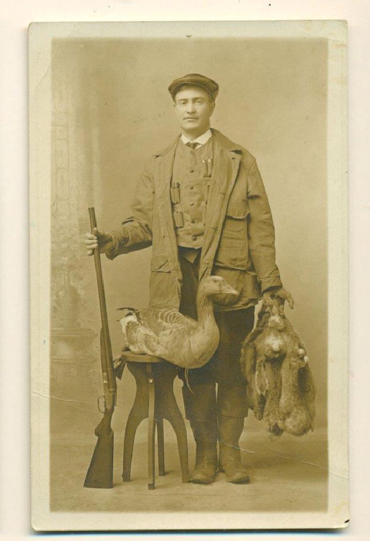 OLD VINTAGE SMALL GAME HUNTER in HUNTING ATTIRE w