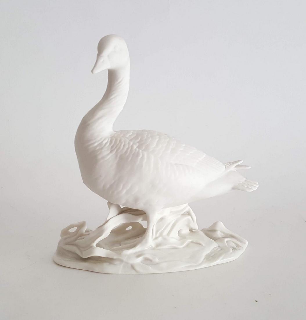 White Bisque Porcelain Goose Figurine