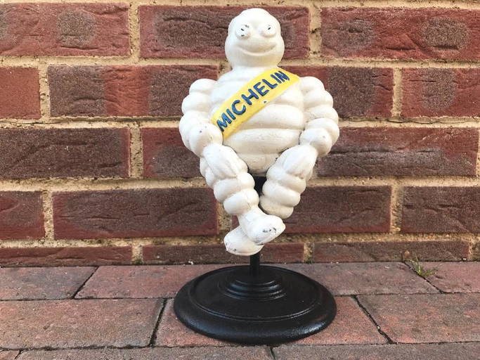 Michelin Man Sat On Stool Cast Iron Figure Ornament