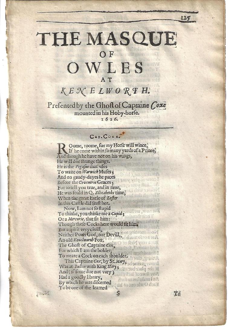 1650 Masque of Owles by Ben Jonson