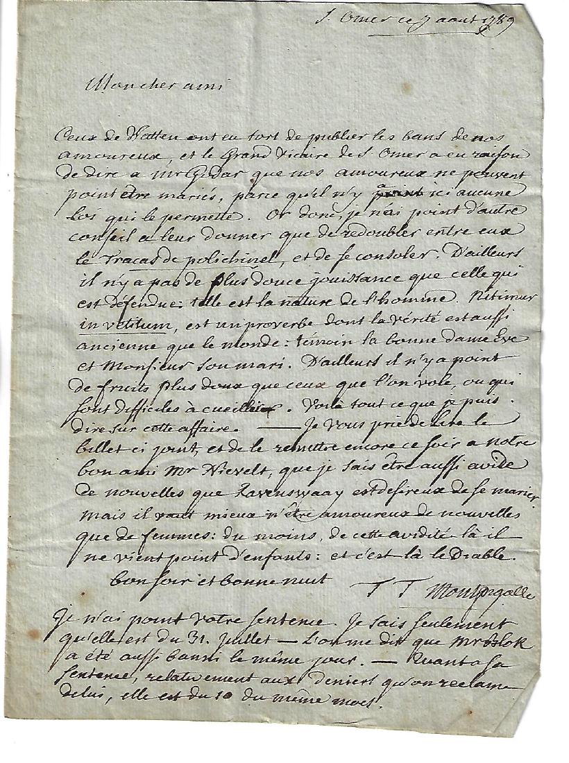 1789 French Business Letter Mappa