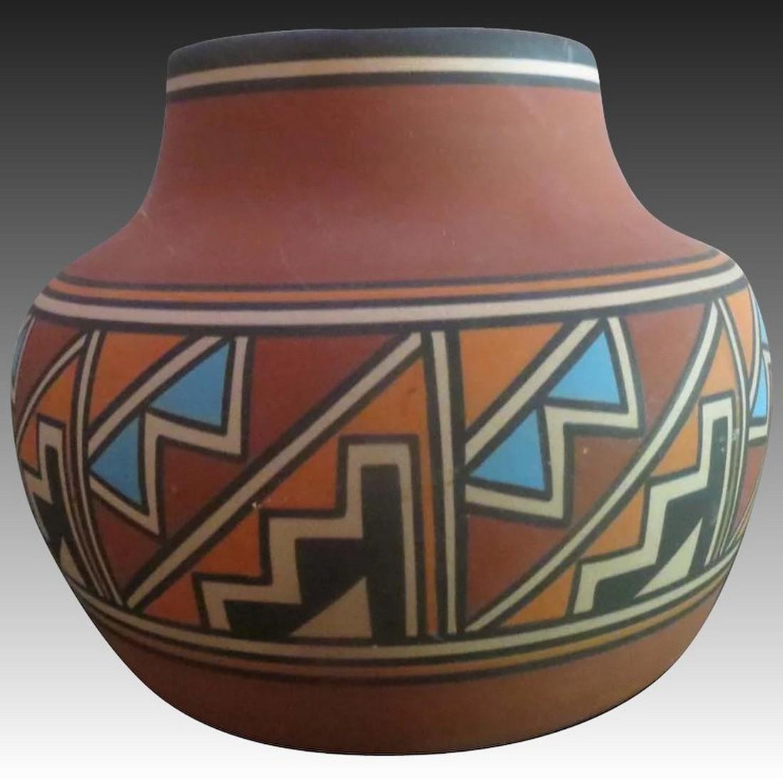 Native American Indian Hand painted Artisan Vase