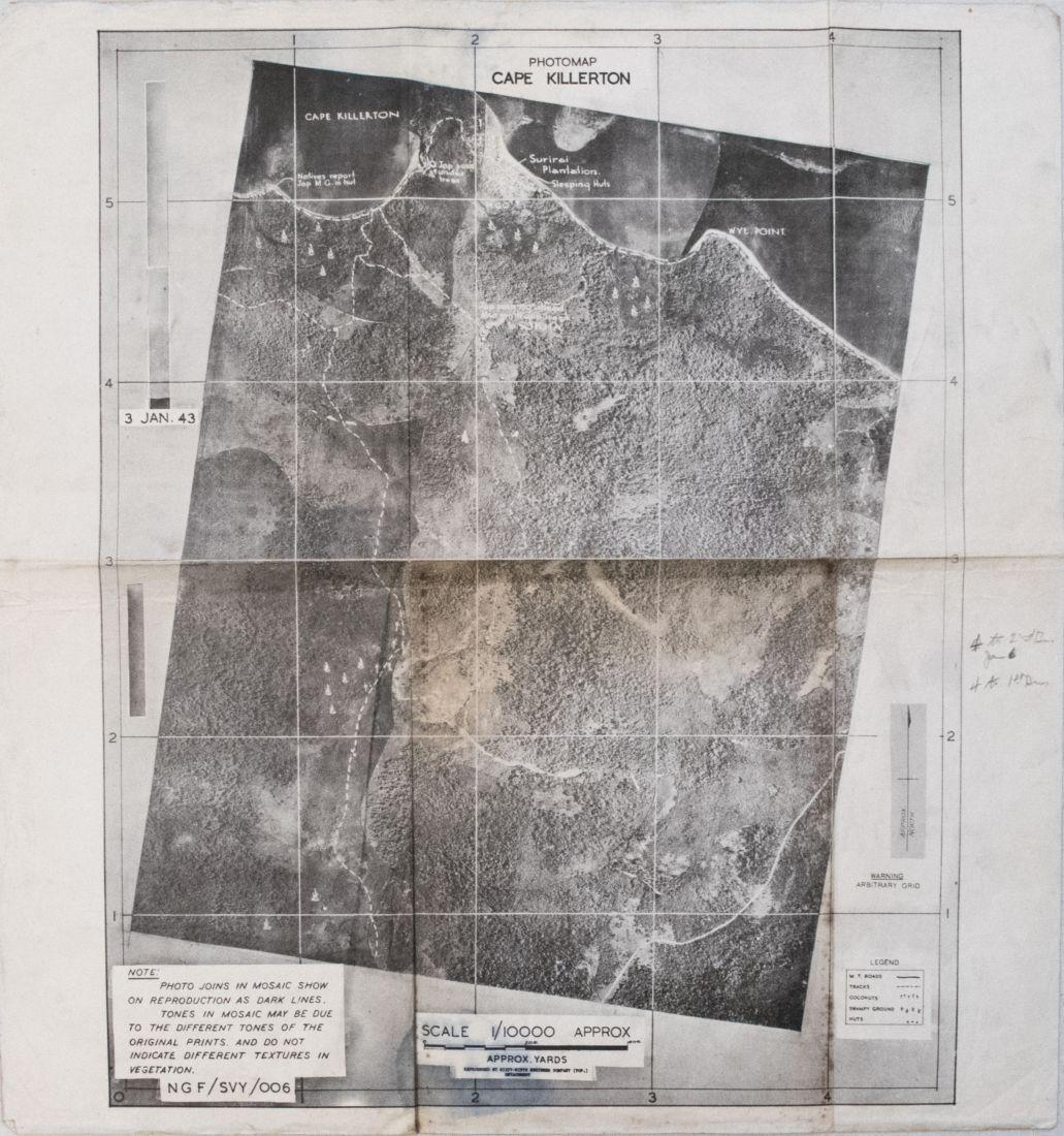 1943 US Army Photo Map of Cape Killerton, Papua New
