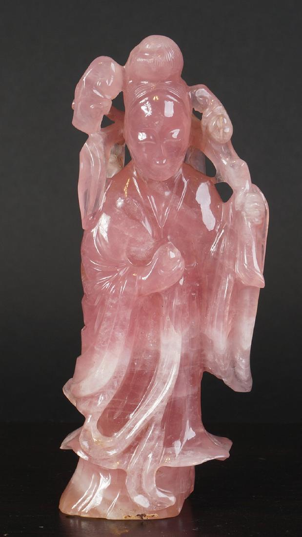 Antique Chinese Pink Quartz sculpture lady