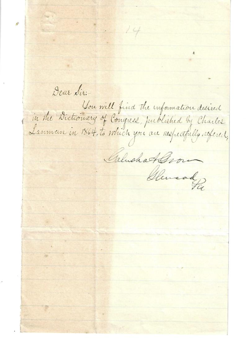 Autograph Note Signed of Galusha Grow