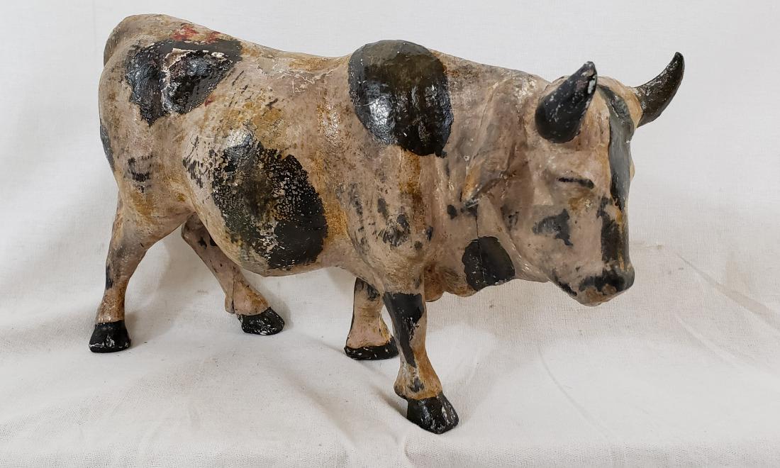 Carved and Painted Ox Ca 1900