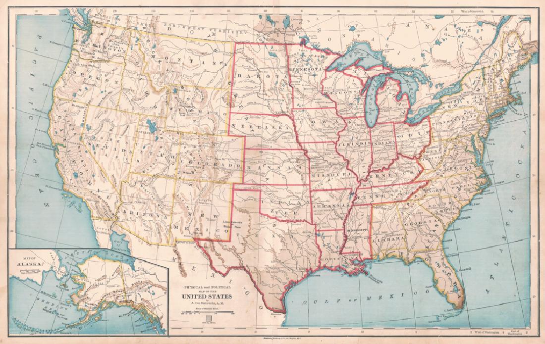 Physical and Political Map of the United States