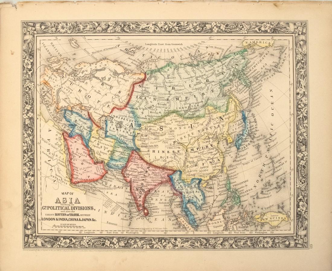 1860 Mitchell Map od Asia -- Map of Asia Showing its