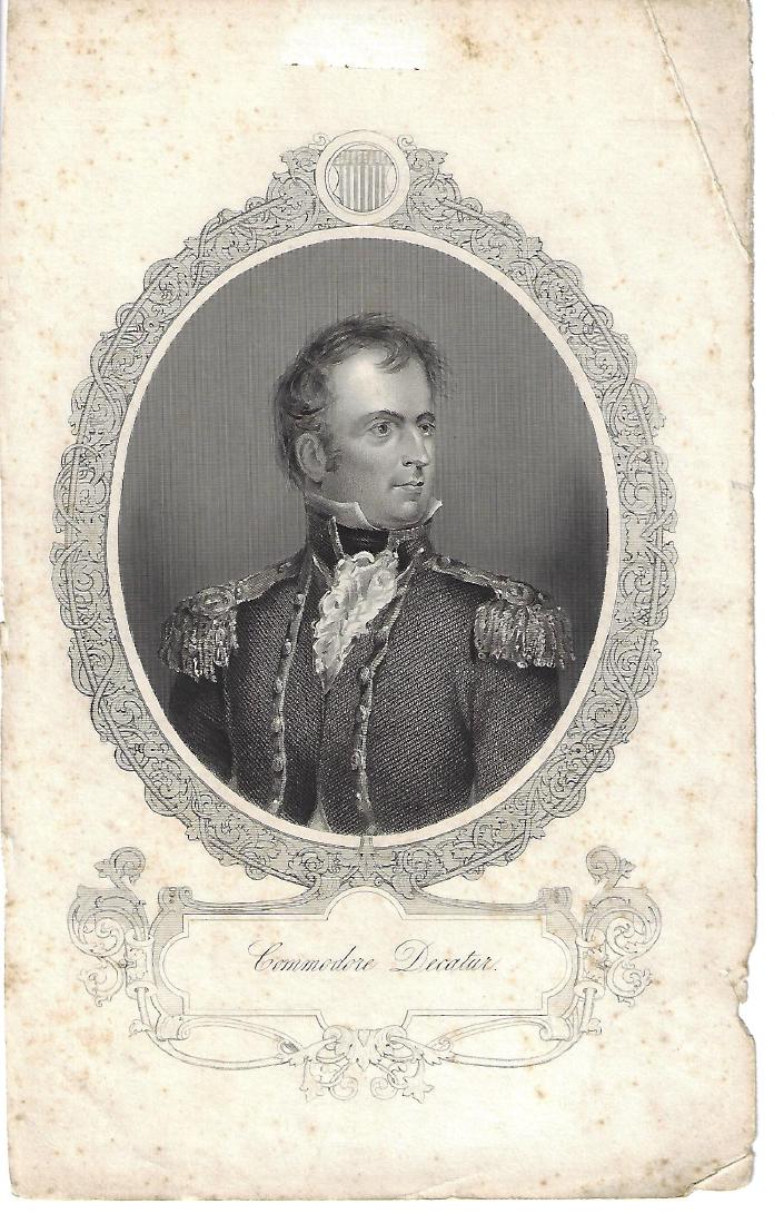 19th C Engraving of Commodore Stephen Decatur