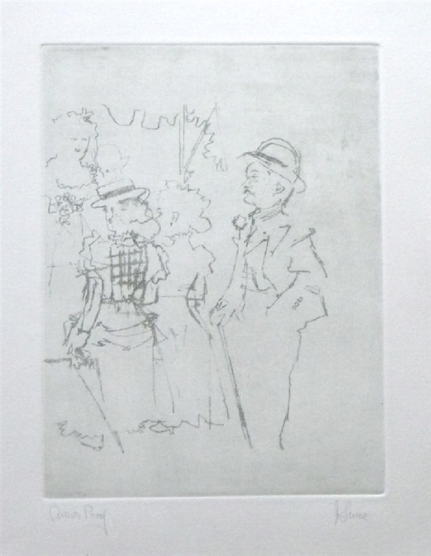 Jack Levine signed original etching "Mack sees Polly