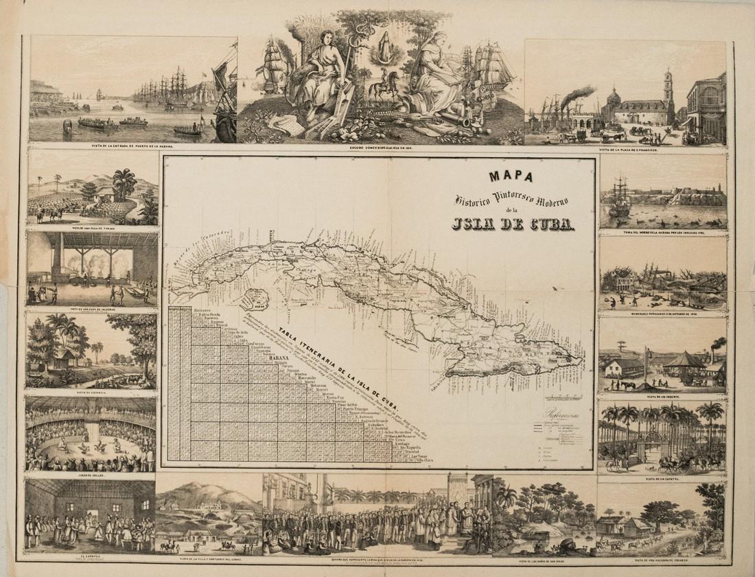 1850 May Map of Cuba with Vignettes of Cuban Life