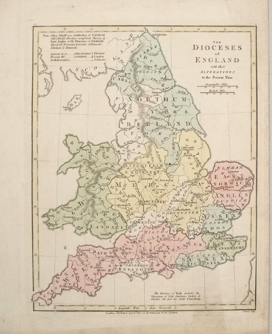 1801 Wilkinson Map of the Dioceses of England and Wales