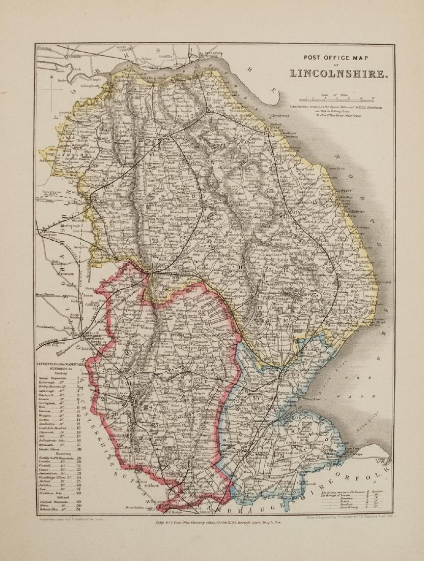 1873 Becker Post Office Map of Lincolnshire -- Post
