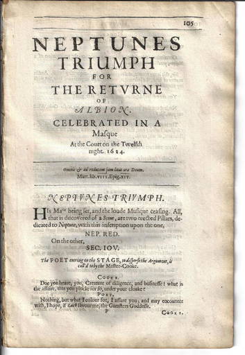 1650 Ben Jonson Masques Neptune's Triumph