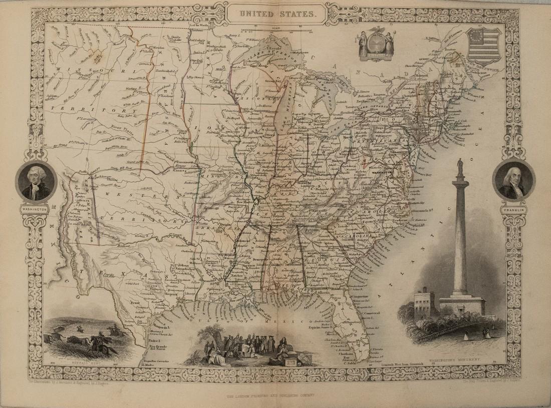 1850 Tallis Map of United States -- United States
