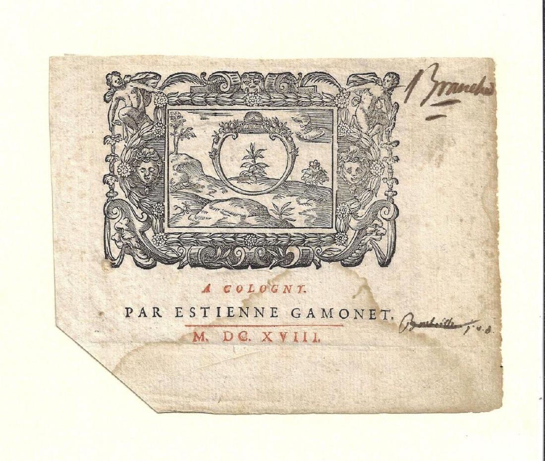 1618 Engraved Printers Mark Estienne Gamonet