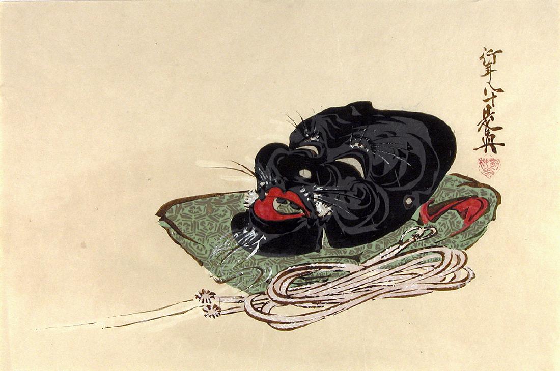 Shibata ZESHIN Woodblock lacquer Okina Long-life mask