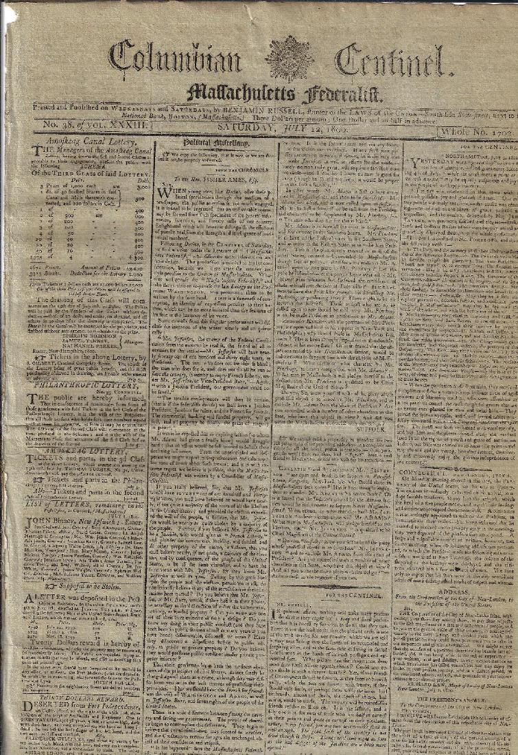 1800 Federalist Newspaper Thomas Jefferson