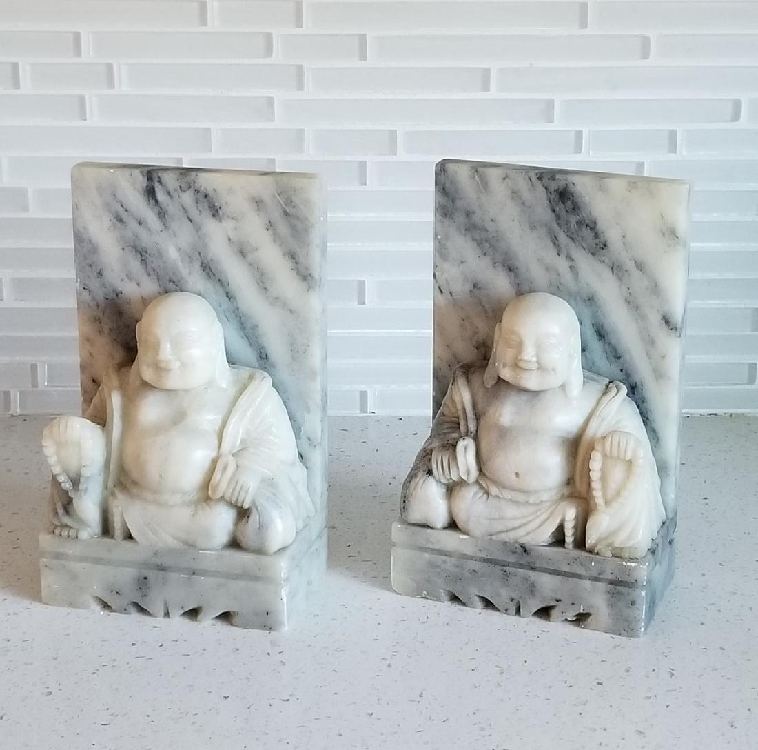 A Pair Of FInely Soapstone Carved Buddha Bookends