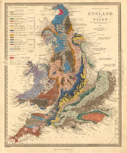 England & Wales Geological Map. Original Colour.