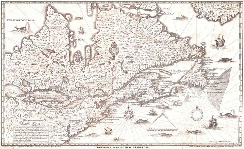 Champlain's Map Of New France 1632.