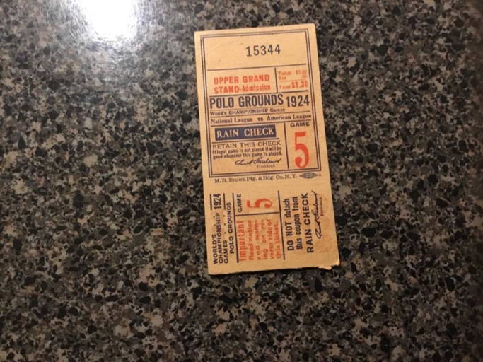 1924 World Series Ticket Ny Giants Washington Senators