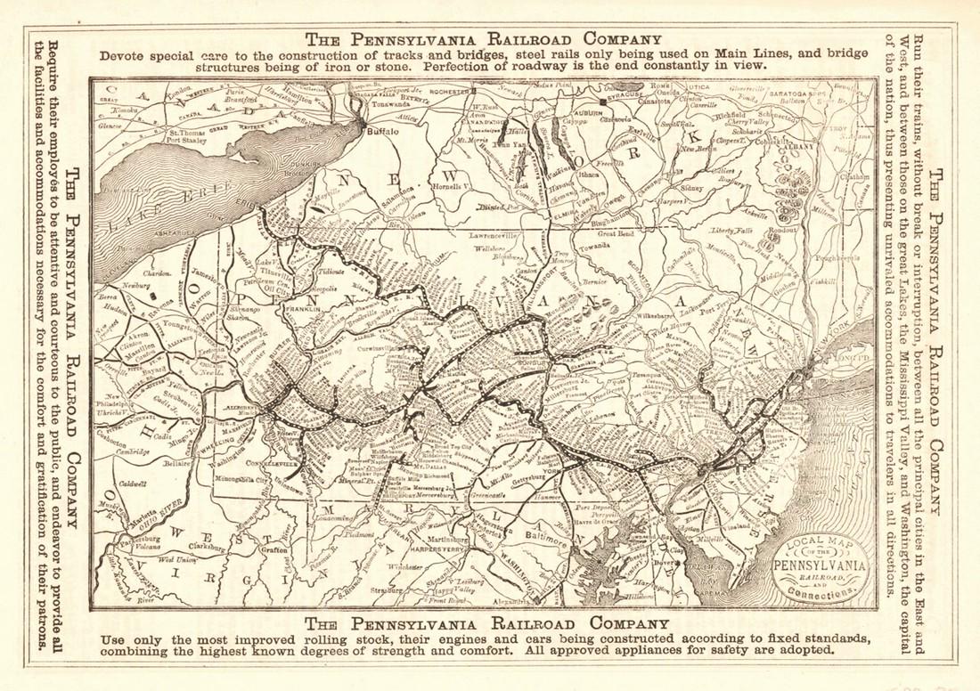 Local Map of the Pennsylvania Railroad and Connections.