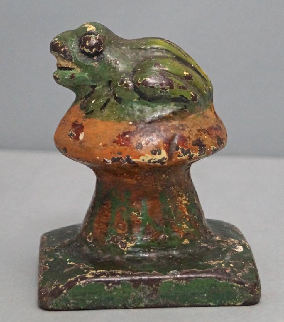 Antique Frog on Mushroom Cast Iron Doorstop