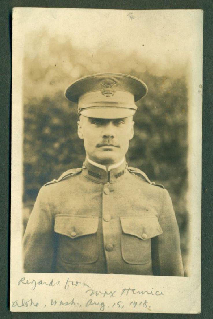 1918 WWI US ARMY MAX HENRICI in UNIFORM SIGNED PHOTO