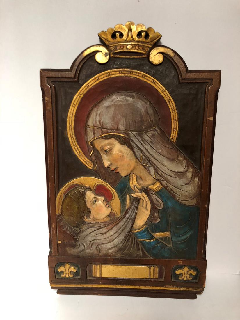 Blessed Mary and Baby Jesus Relief Carving