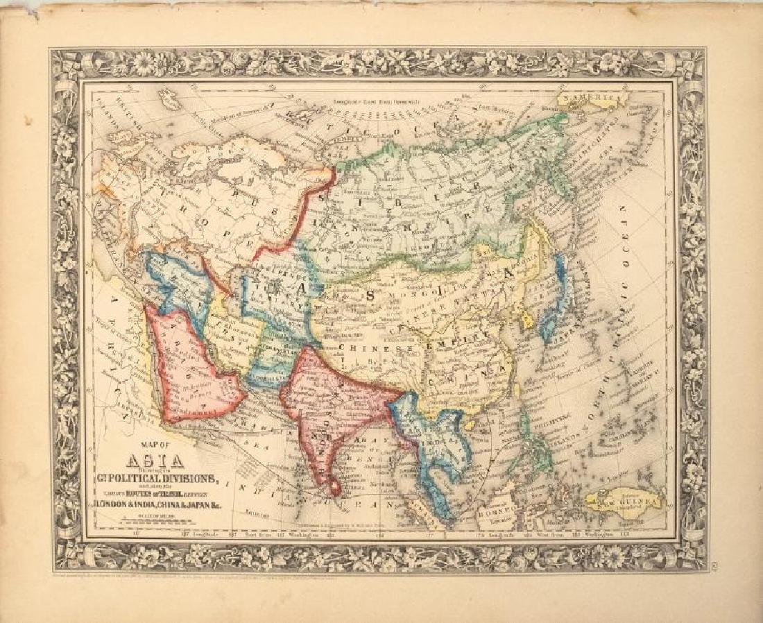 1860 Mitchell Map od Asia -- Map of Asia Showing its