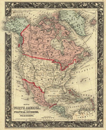 Map Of North America. Showing Its Political Divisions,