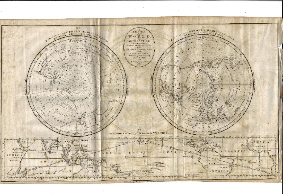 1782 New Map of the World Navigation Routes