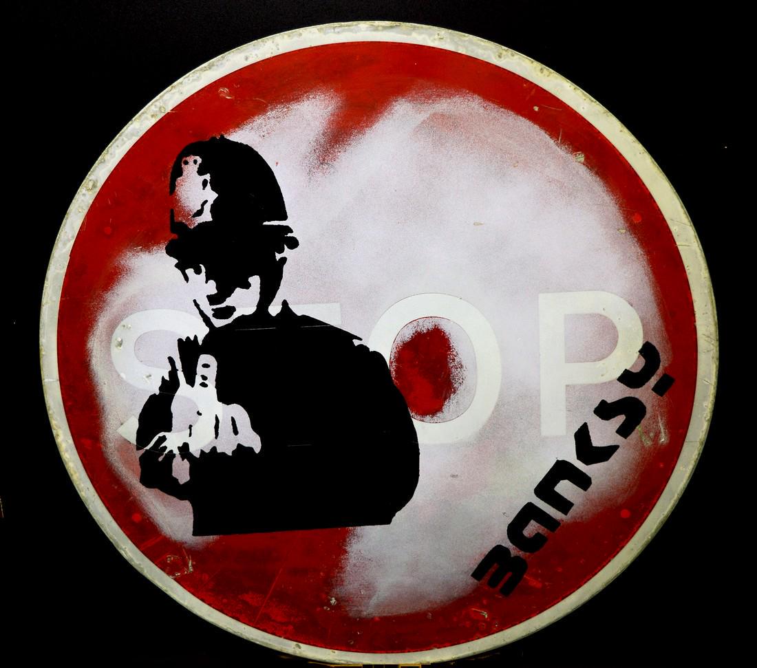 BANKSY - Metal Road Sign - Rude Cop