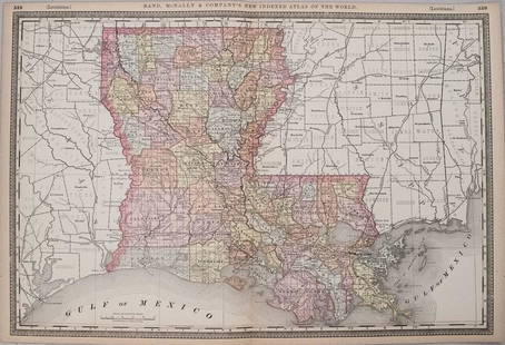 1892 Rand Mcnally Map Of Louisiana Louisiana
