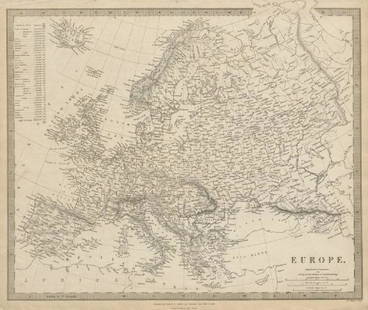 Europe. General Map. Inset Table Of Population & Density By Country ...