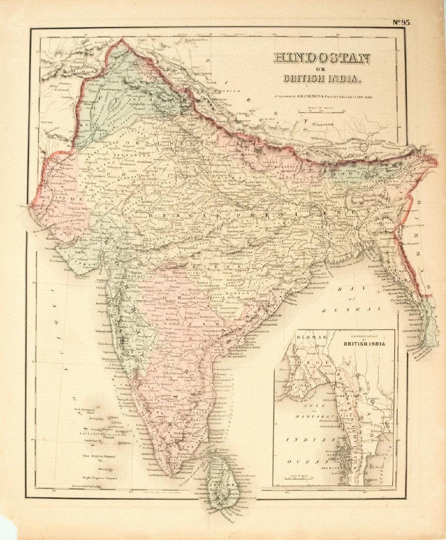 1855 Colton Map of India -- Hindostan or British India