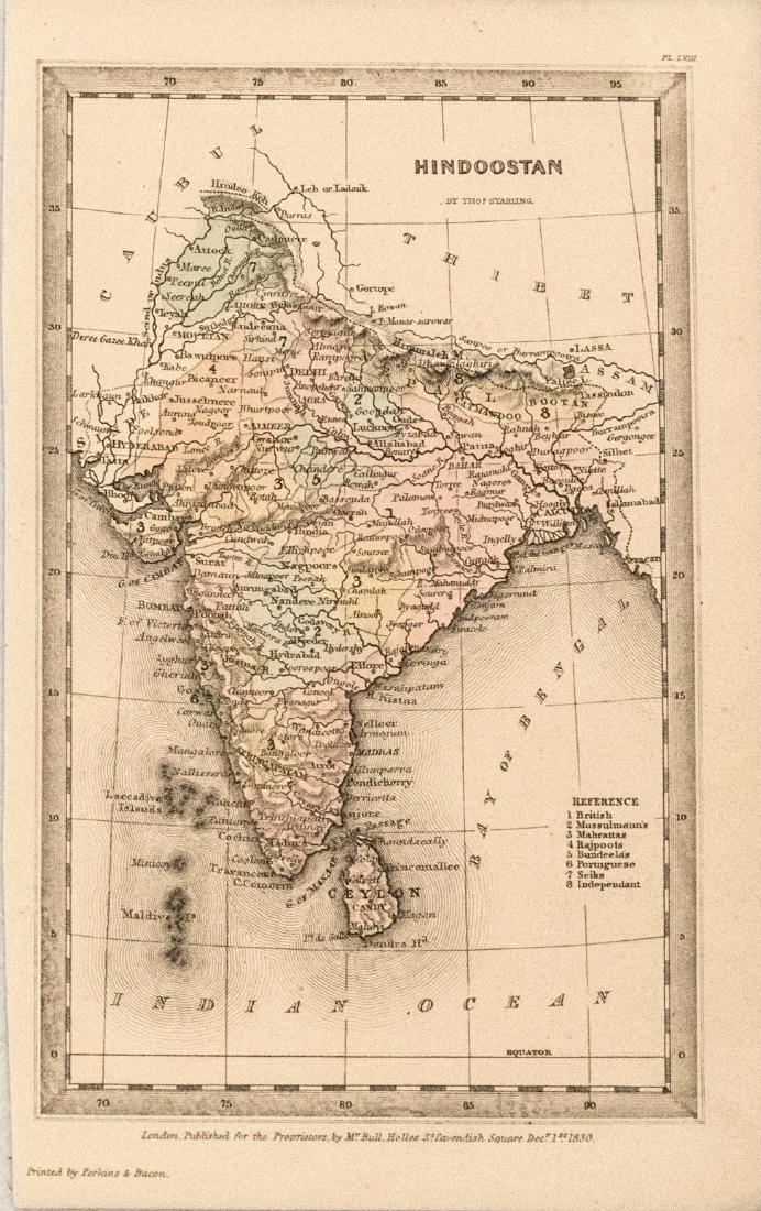 1830 Starling Map of India -- Hindoostan