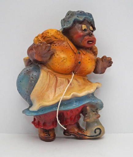 Black Americana Mammy W/ Mouse Chalk String Holder