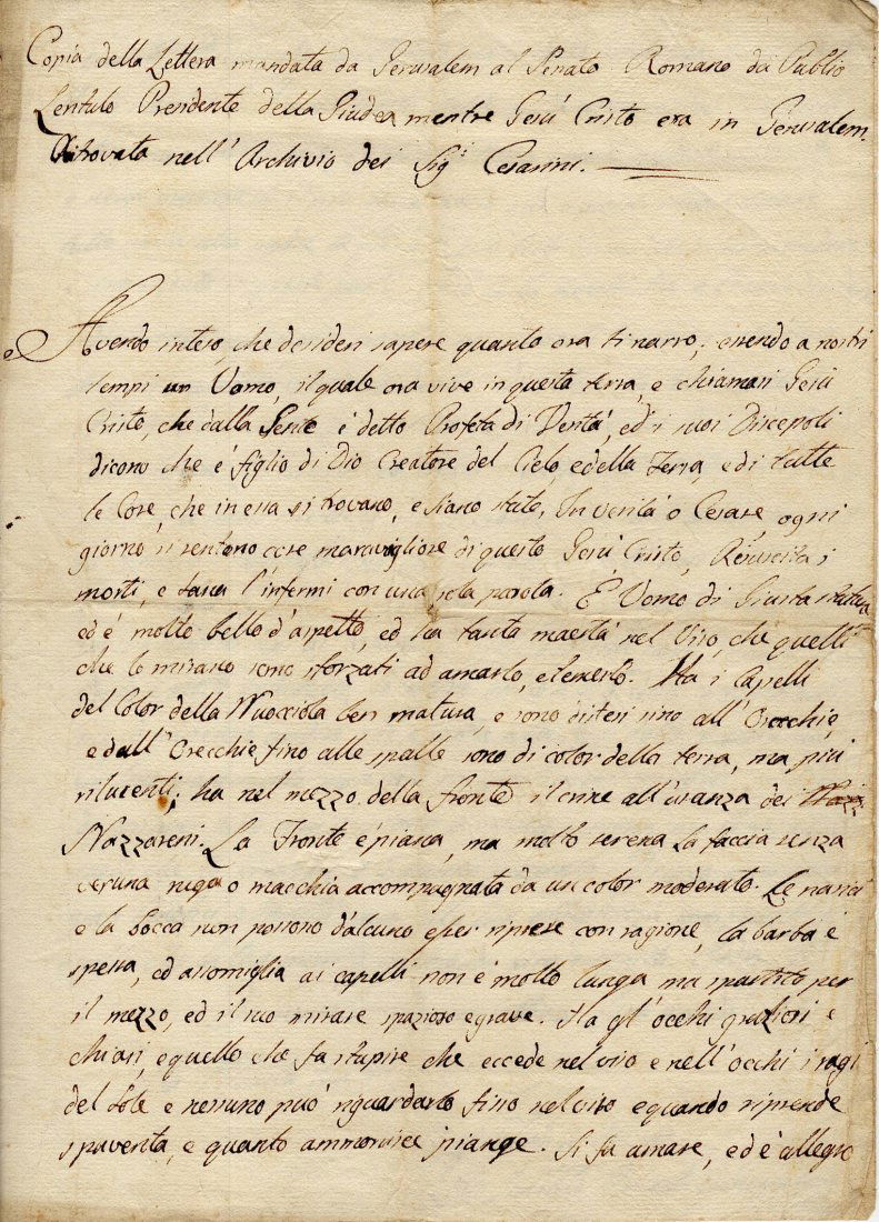 Publius Lentulus letter XVIIIth century transcription - Jan 23, 2019 ...