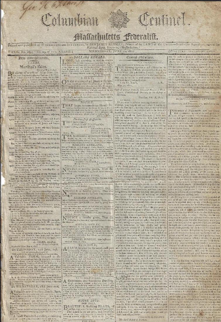 1800 Boston Federalist Newspaper Nice Ads