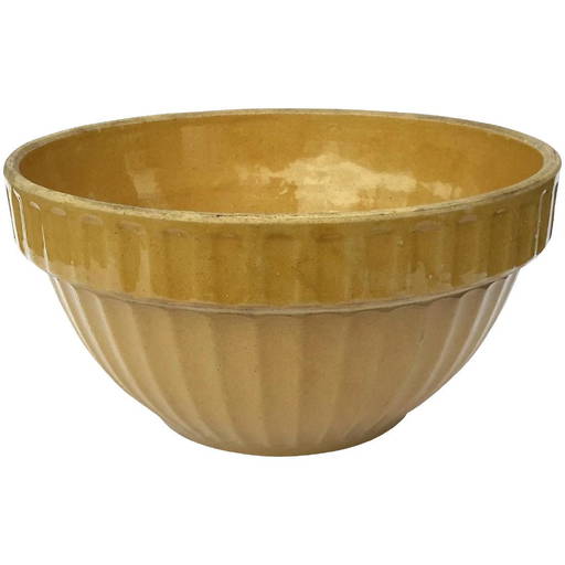 Large Antique Ribbed Yelloware Bowl