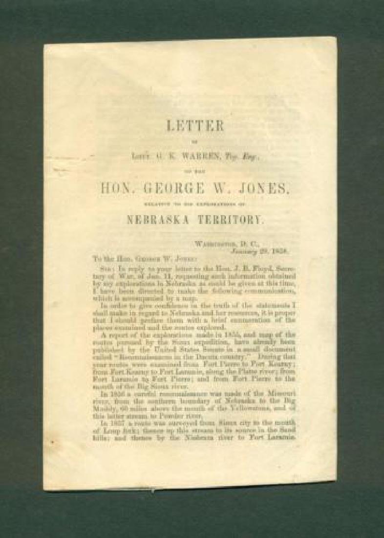 1858 Washington Dc Letter To Jones Of Warren On