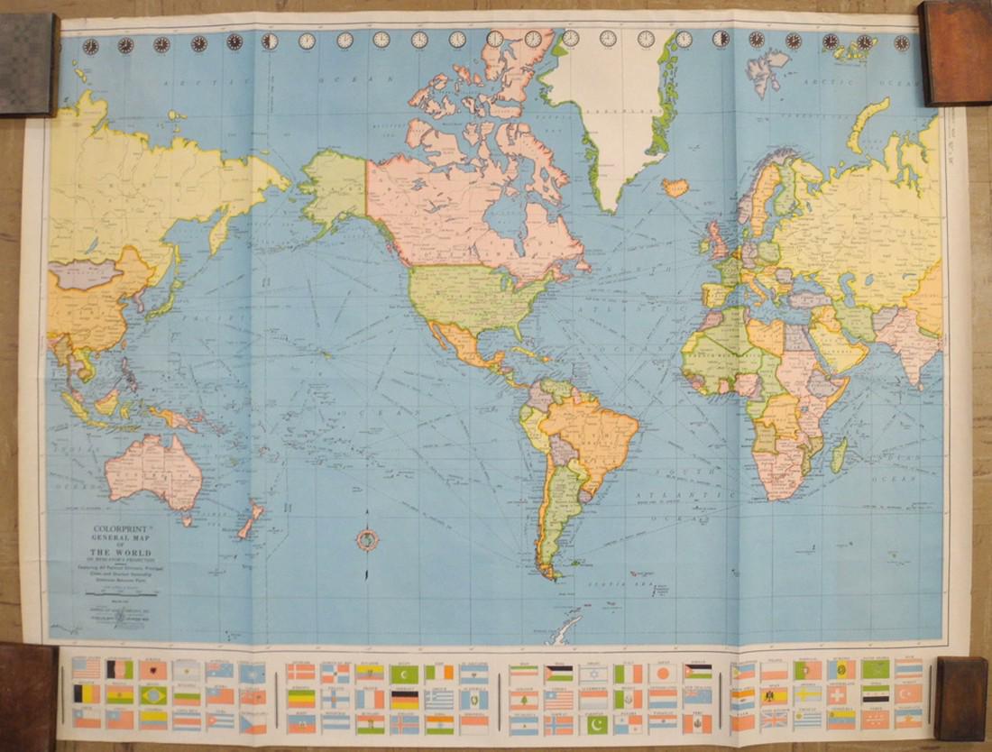 Colorprint General Map of the World On Mercator's