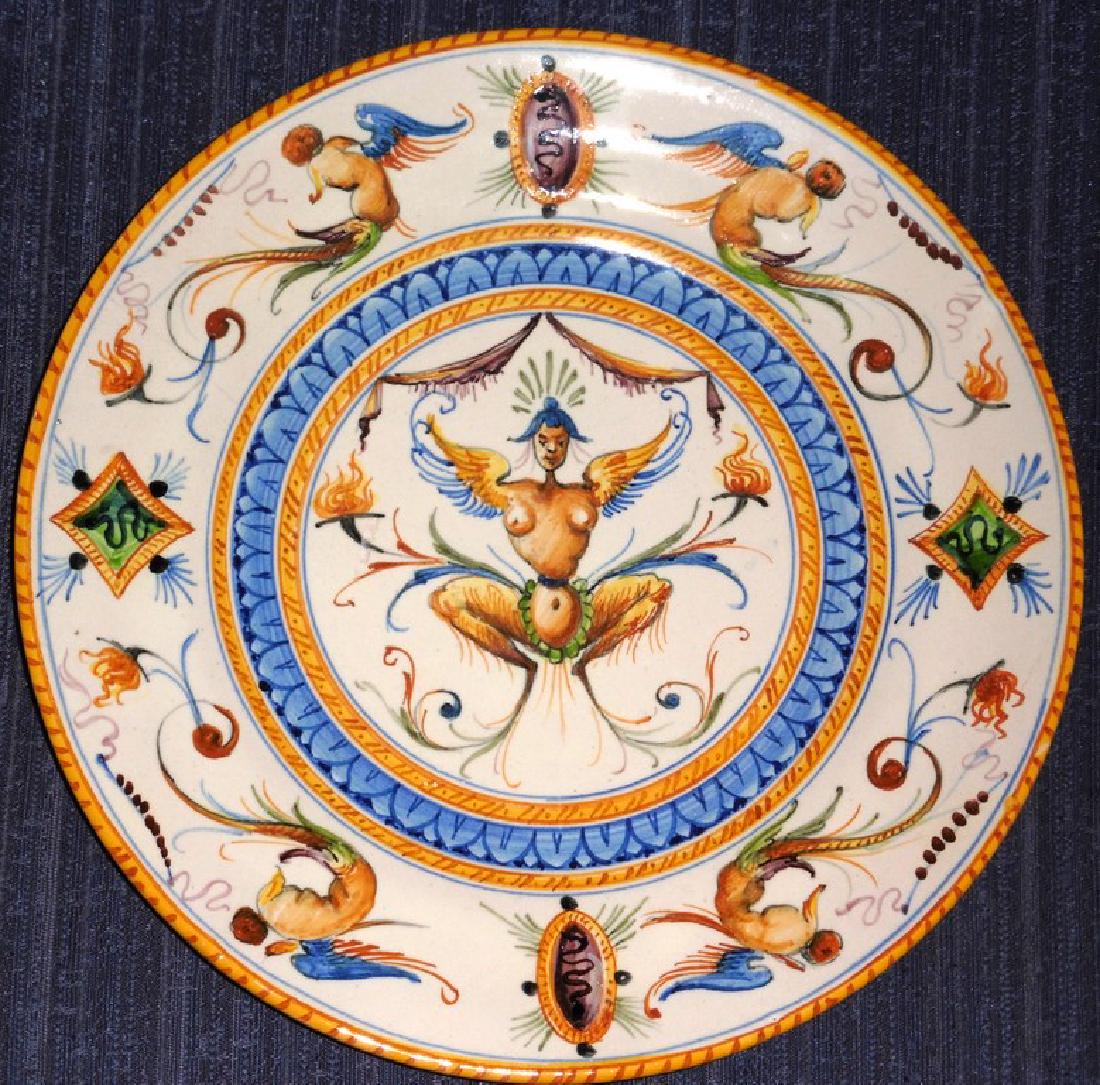 Italian Faience pottery plate with angel decoration