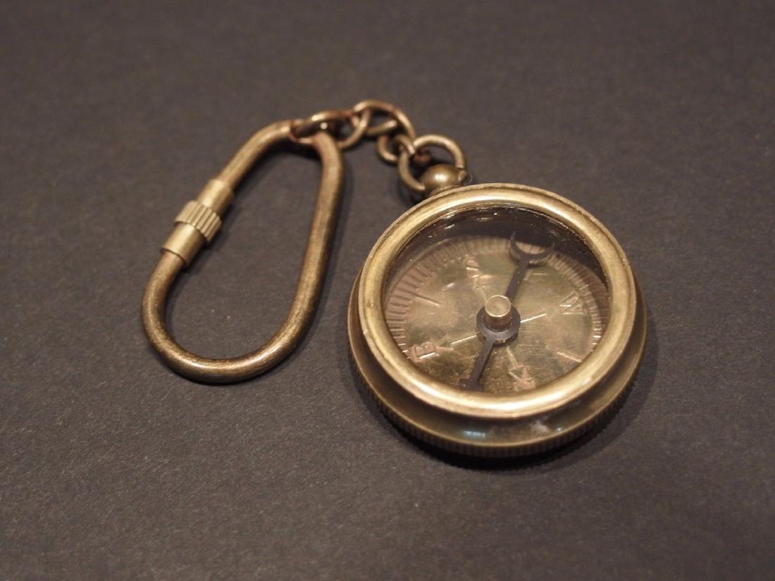 Solid Brass Compass Keychain