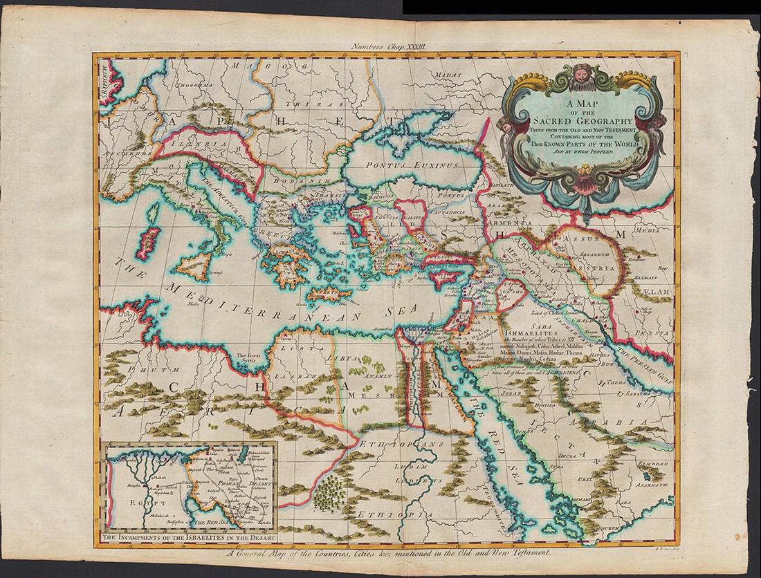 1753 Map of Sacred Geography by Blome