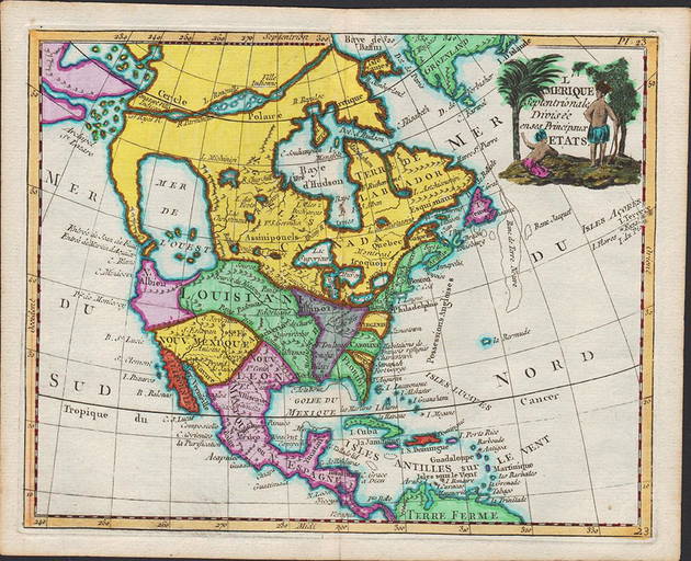 1786 Map Of N. America By De La Porte